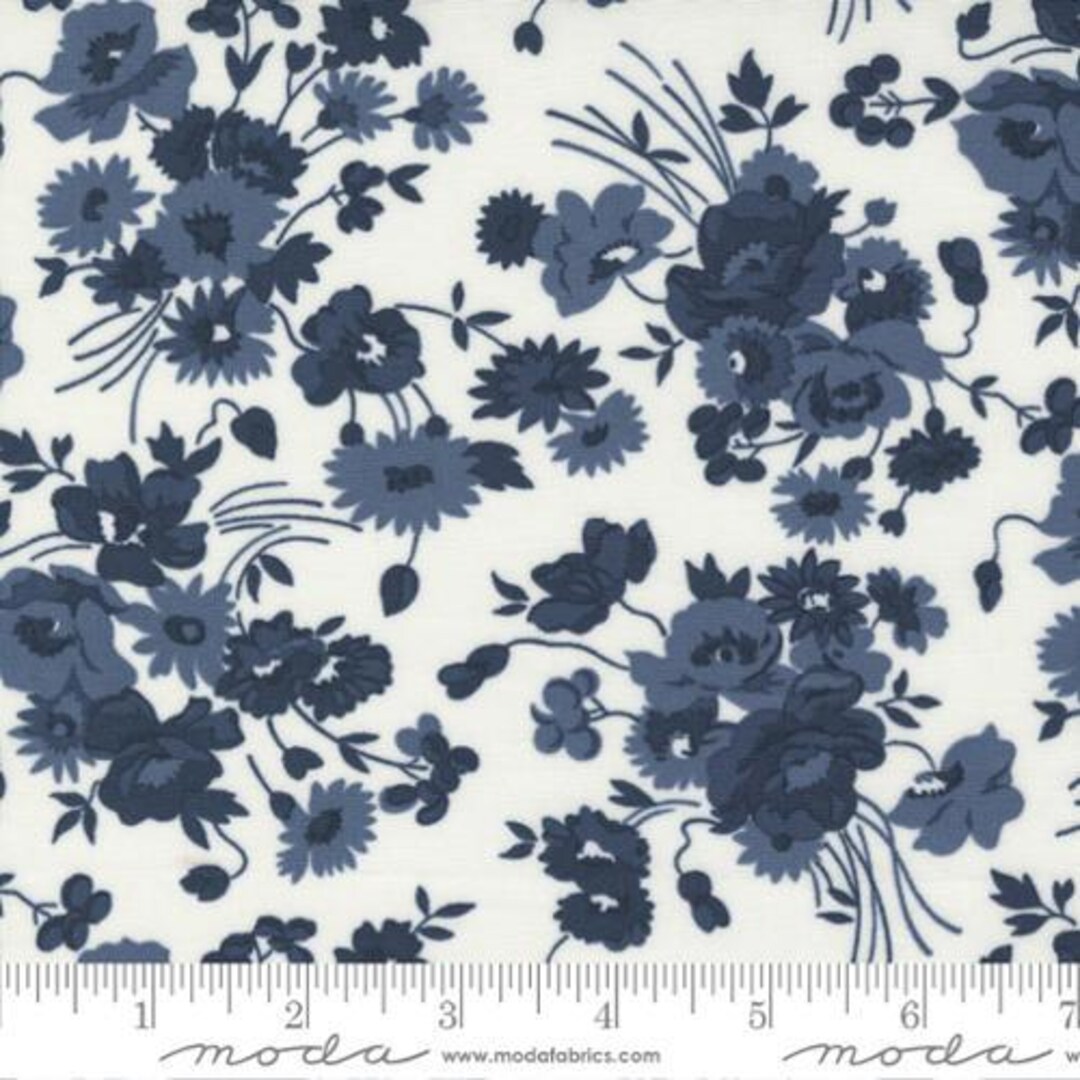 Fabric Moda Navy Somerset Florals Nantucket Summer by the Quarter Yard ...