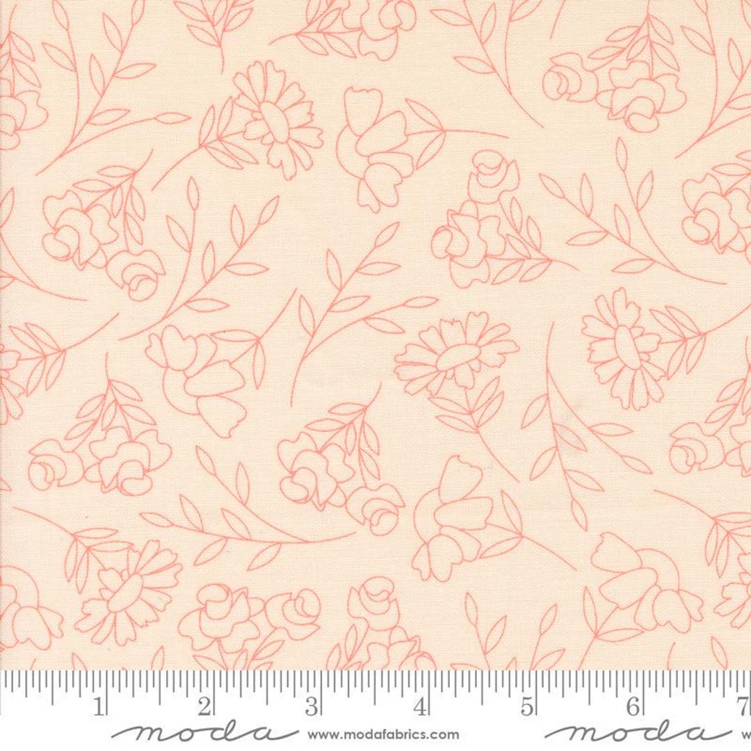 Fabric Moda Pale Pink Spring Sketch Florals Abloom by the Quarter Yard ...