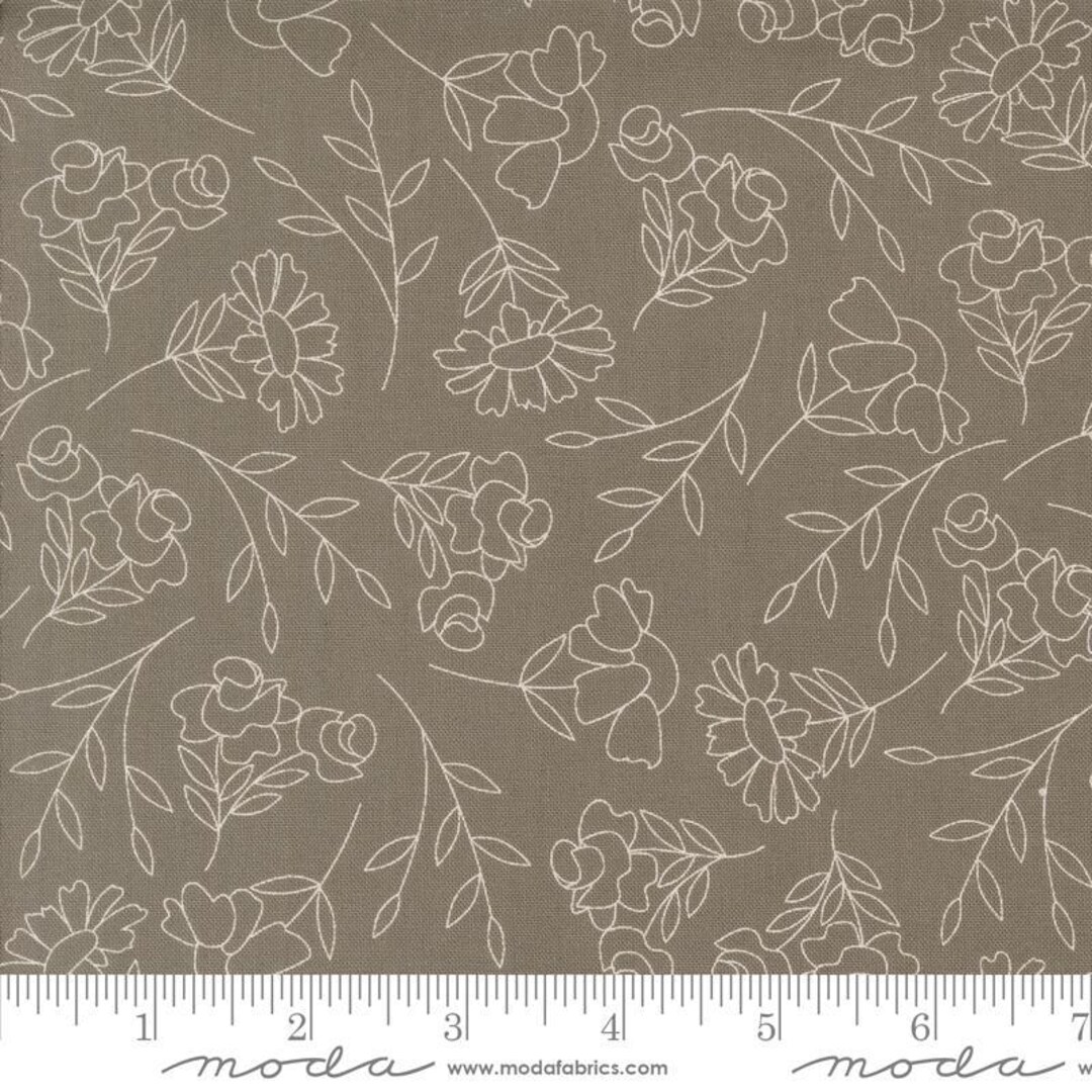 Fabric Moda Slate Spring Sketch Florals Abloom by the Quarter Yard ...