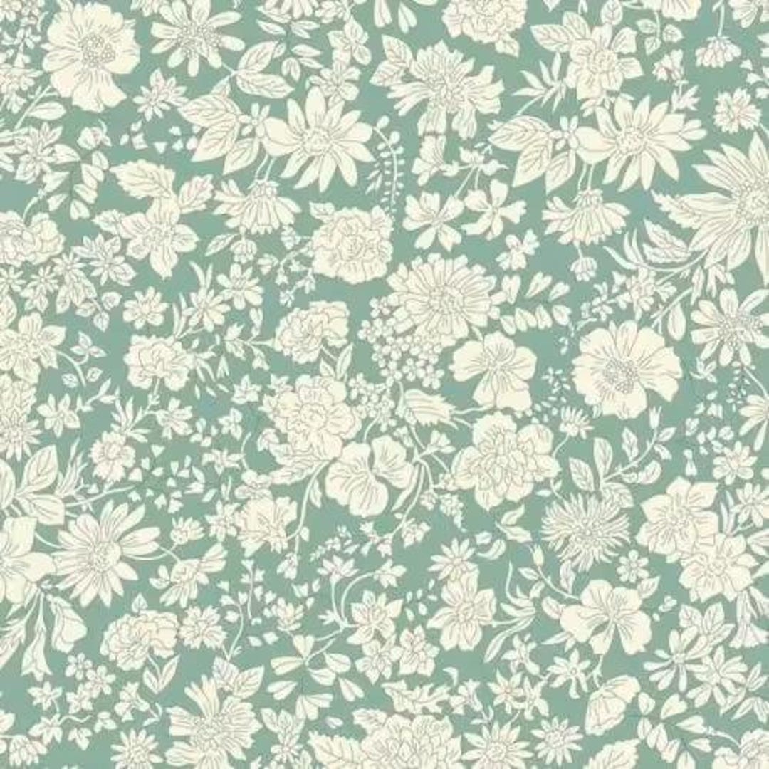 Fabric Liberty Olive Leaf Emily Blossom 107" Wide Back by the Quarter ...
