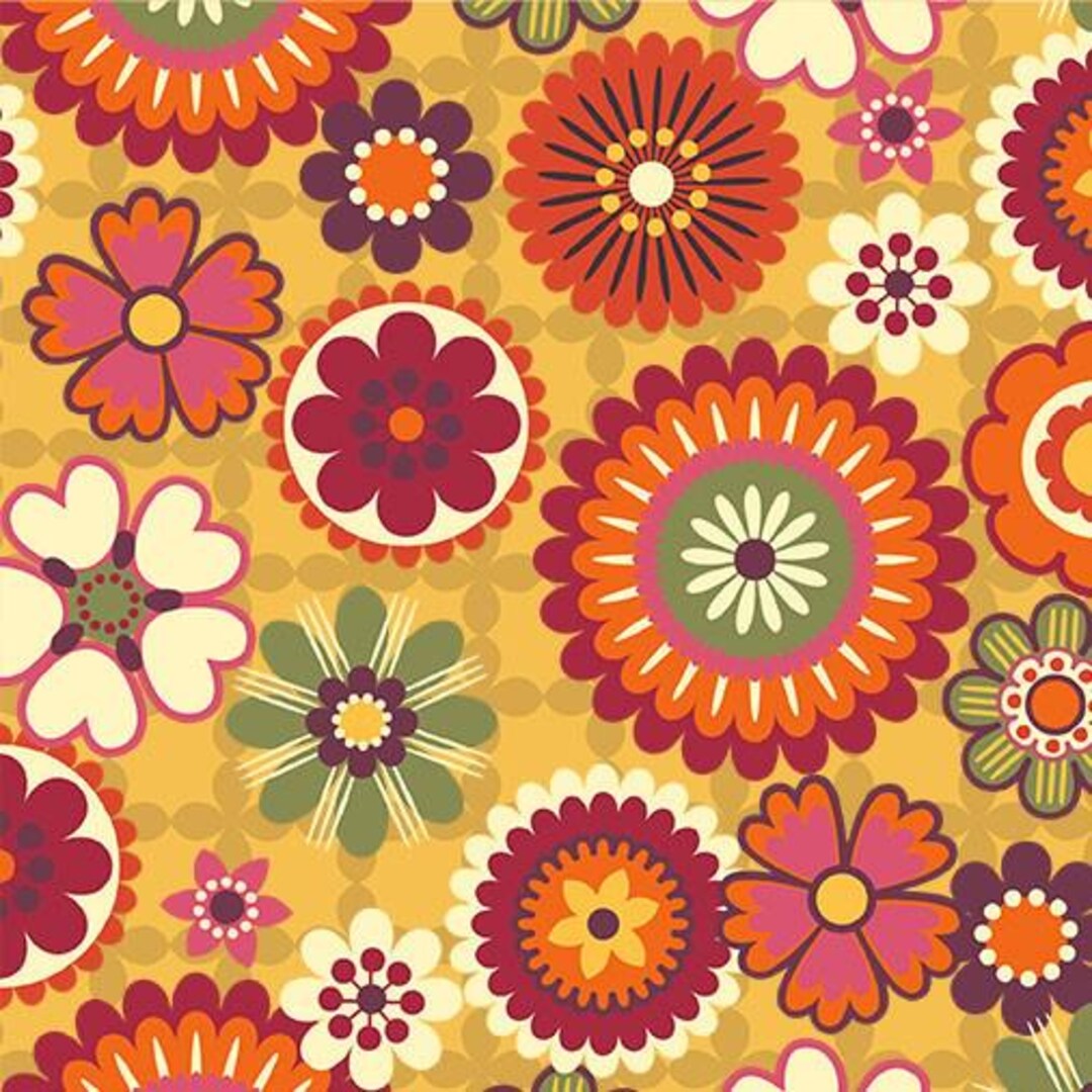 Fabric Michael Miller Yellow Groovy Blooms Feelin' Groovy by the ...