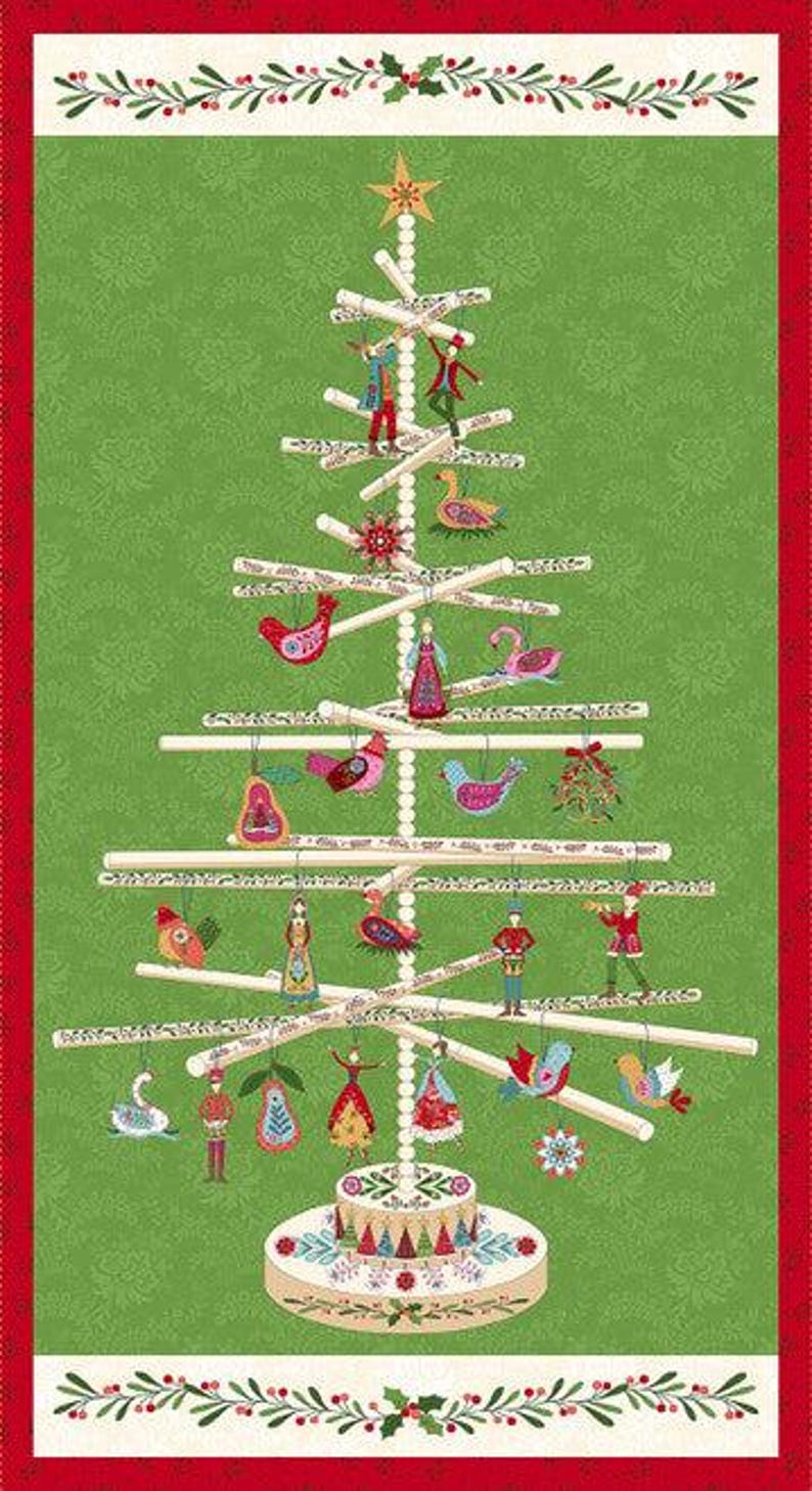 Fabric Henry Glass Scandi Tree Scandinavian Holiday Quilting Panel ...