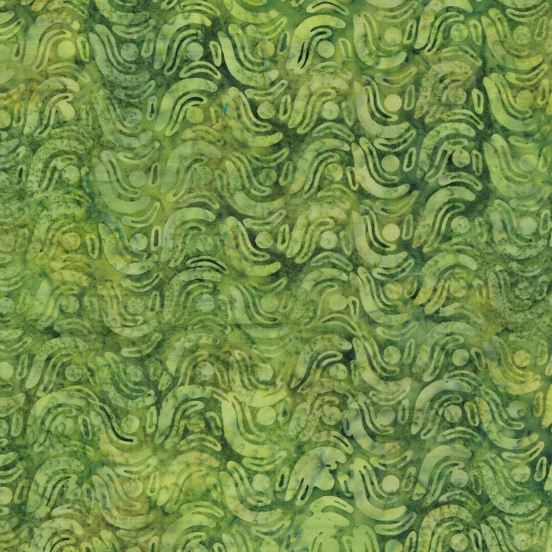 Fabric Lumin Green Avocado Jabber Curves Jabberwocky Island Batiks by ...