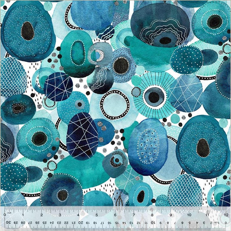 Fabric Windham Aqua Ebb & Flow Genesis 108" Quilt Back by the Quarter ...