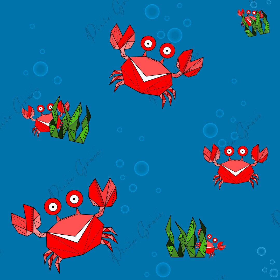 Geometric Crab Seamless Pattern, Fabric Design, Digital Download ...