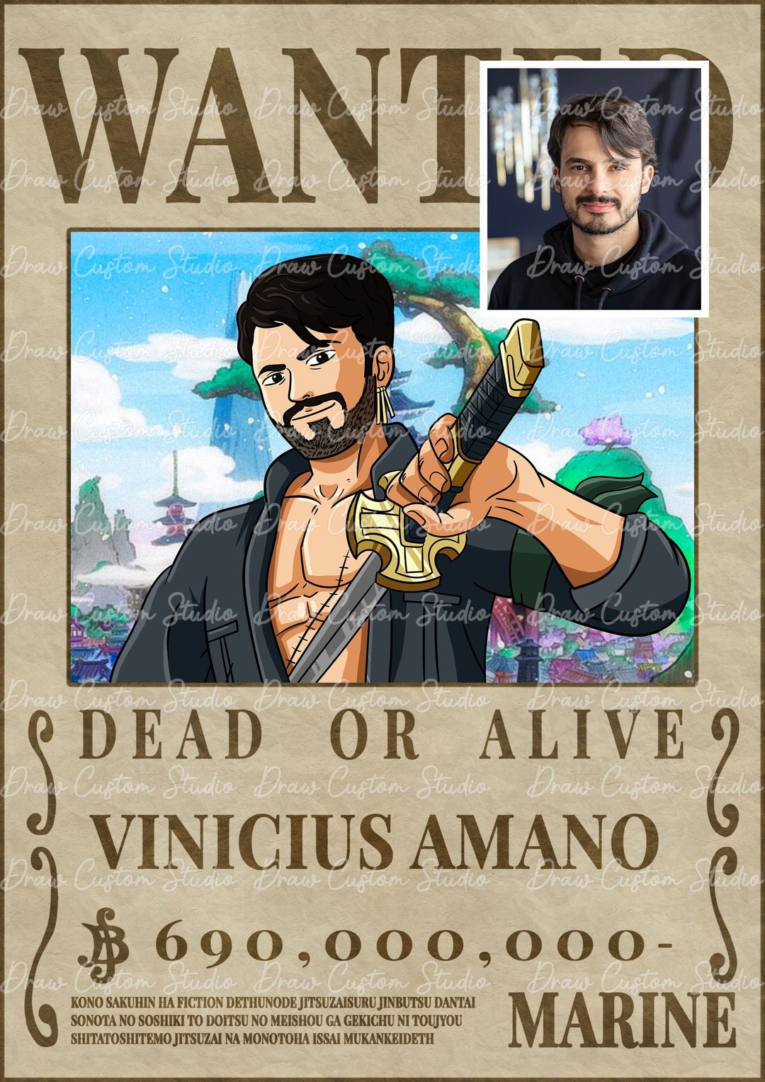 Fully Custom Anime Wanted Poster Personalized Pirate Anime - Etsy