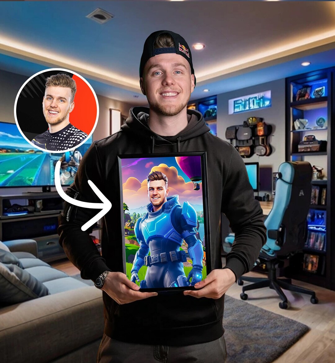 Custom Personalized Gaming Portrait From a Picture, Gamer Portrait ...