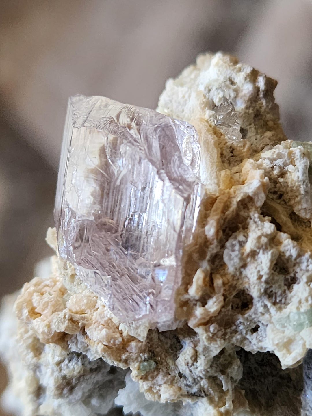 Natural Icy Lilac Kunzite on Albite Matrix Specimen | Lepidolite ...