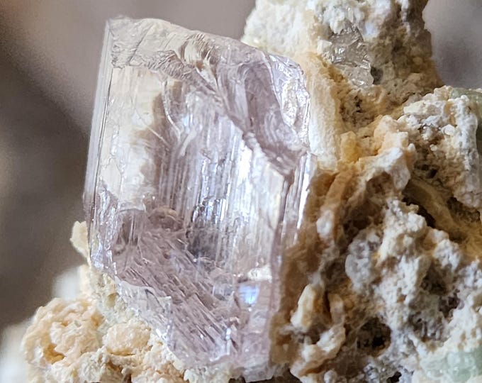 Natural Icy Lilac Kunzite on Albite Matrix Specimen | Lepidolite ...