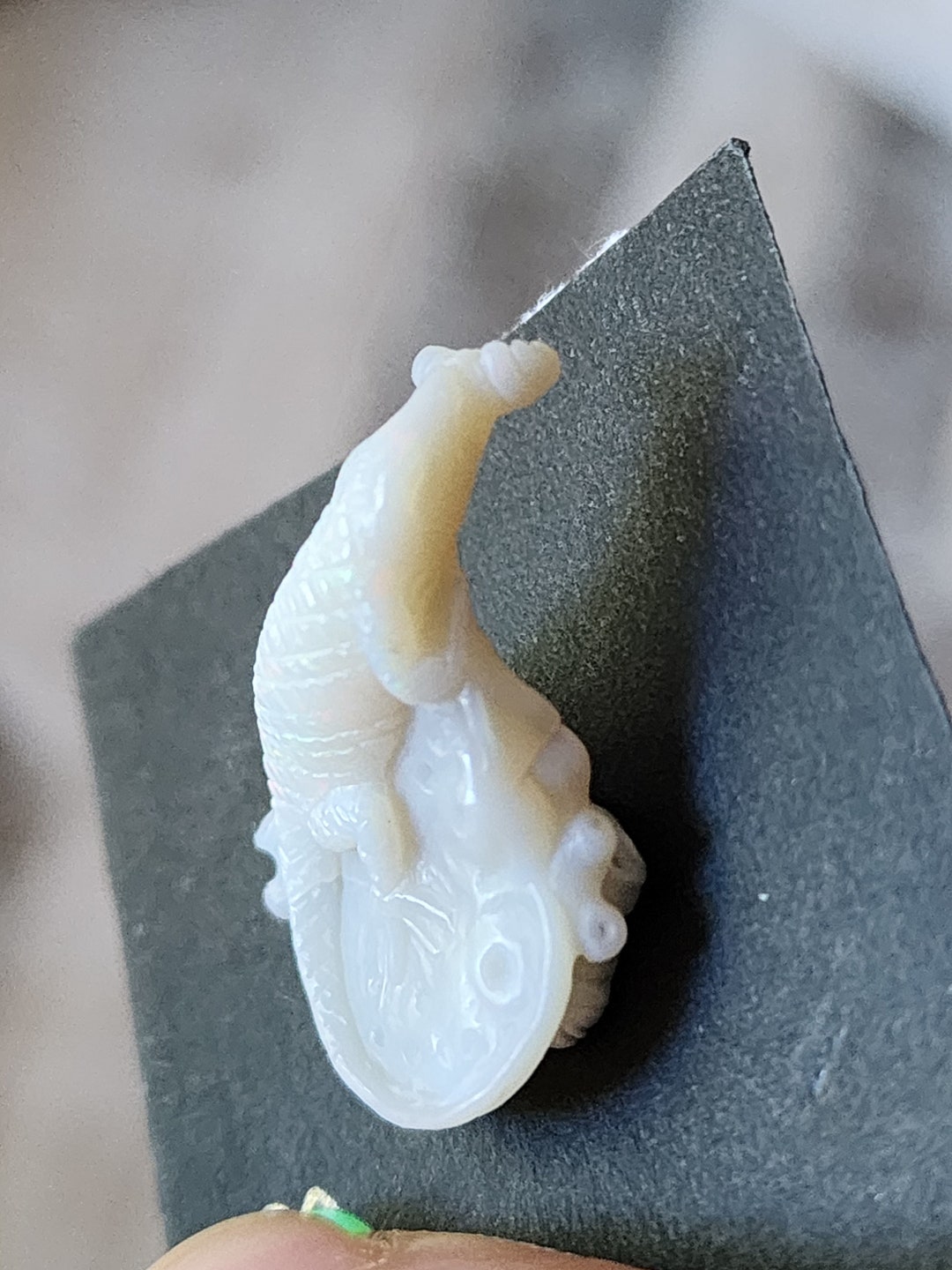 SUPER RARE Australian Precious Opal Lizard Totem Carving Crystal ...