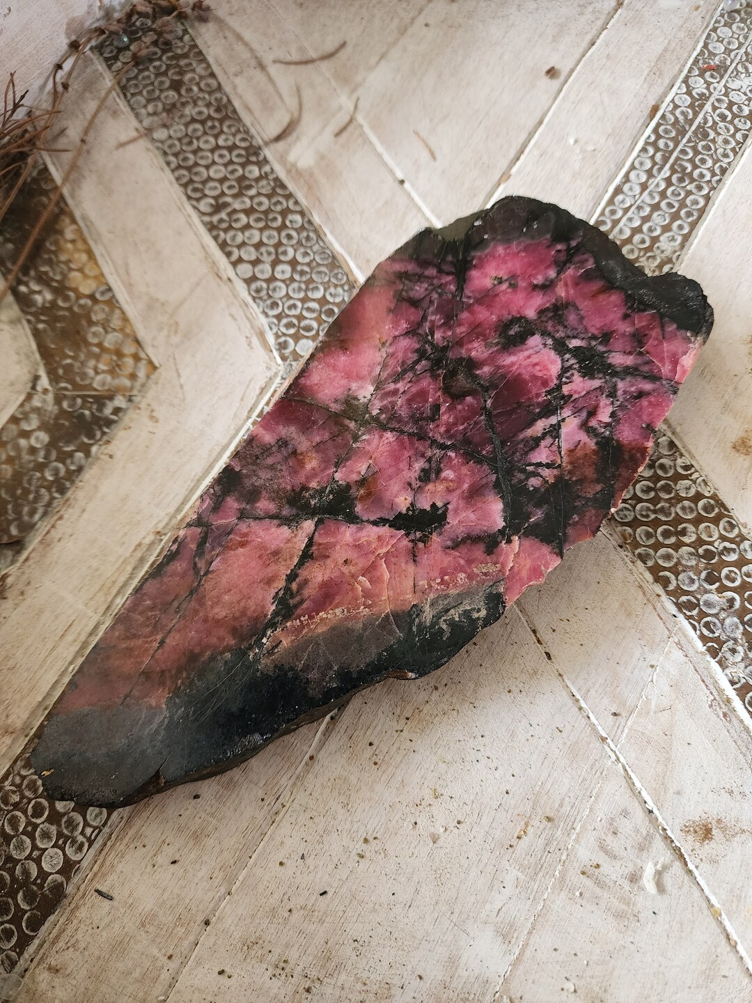 AUSTRALIAN Reddish Pink Rhodonite Large Slab | Half-polished ...