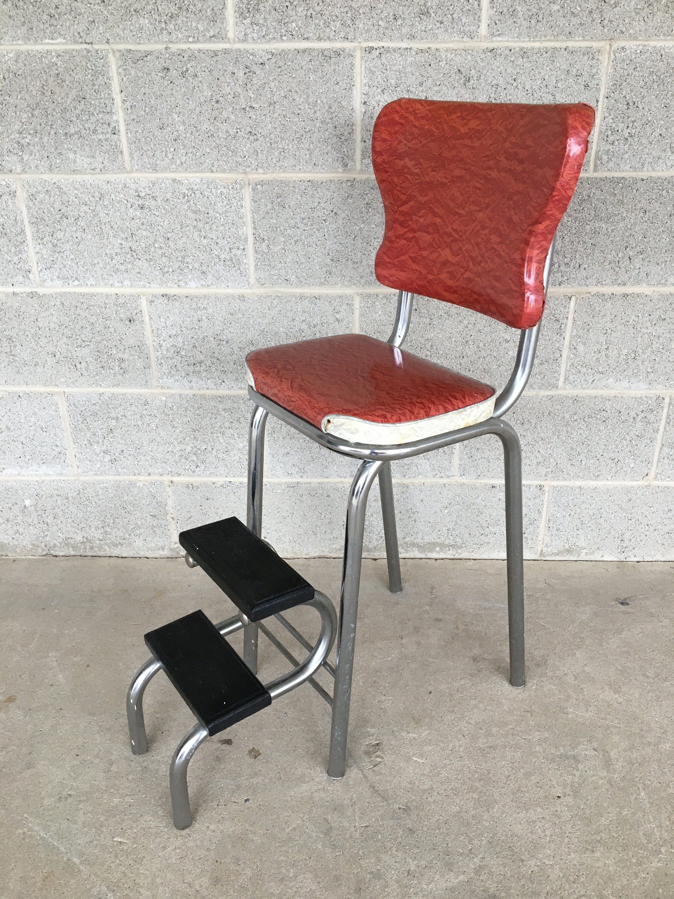 Vintage Retro Chrome and Vinyl Kitchen Step Chair shipping is NOT Free ...