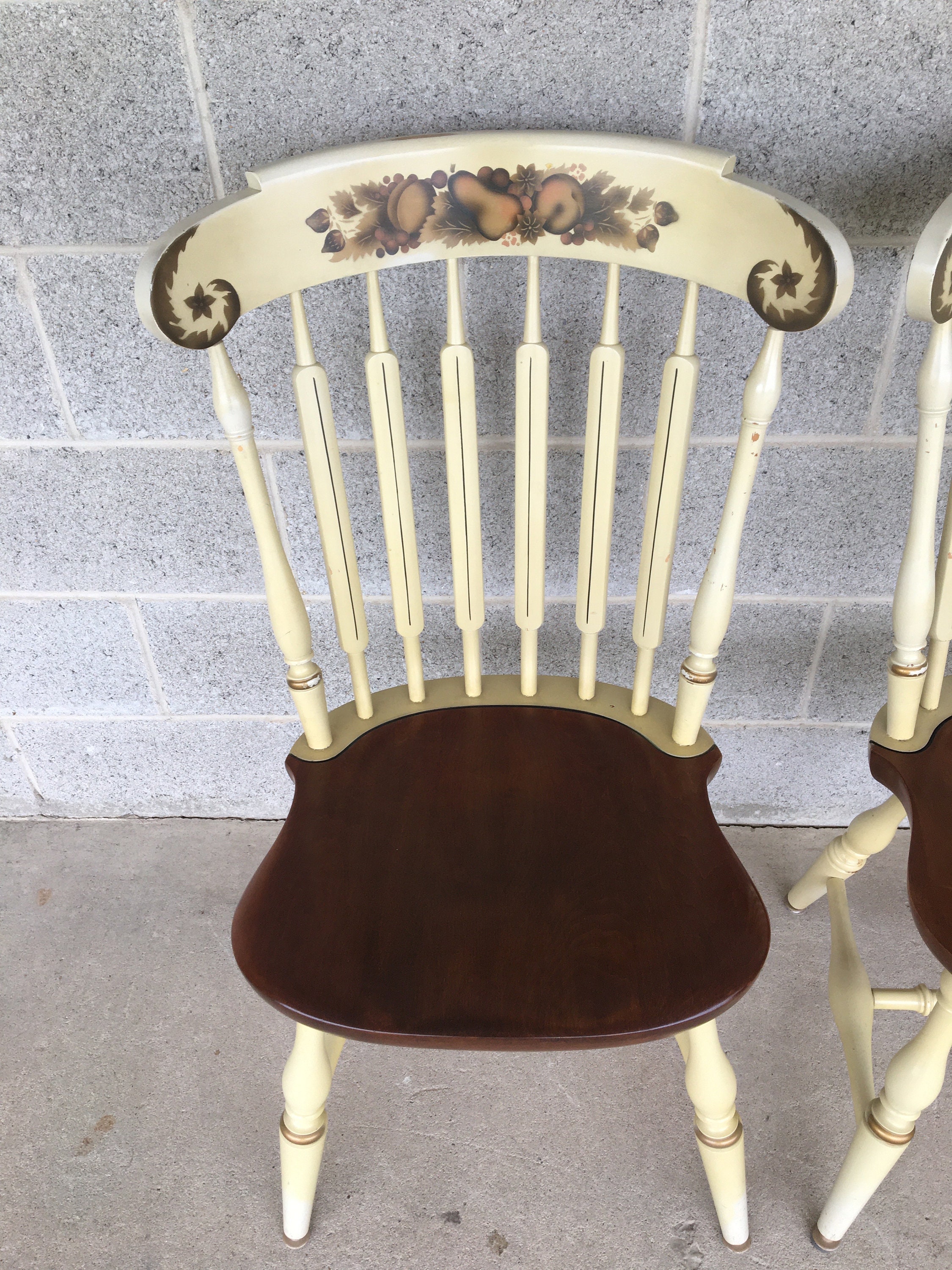 L. Hitchcock Set of 3 Ivory Slat Back Maple Side Chairs shipping is NOT ...