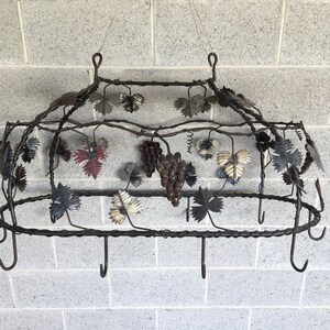 Vintage Wrought Iron Pot & Pan Hanging Rack - Etsy