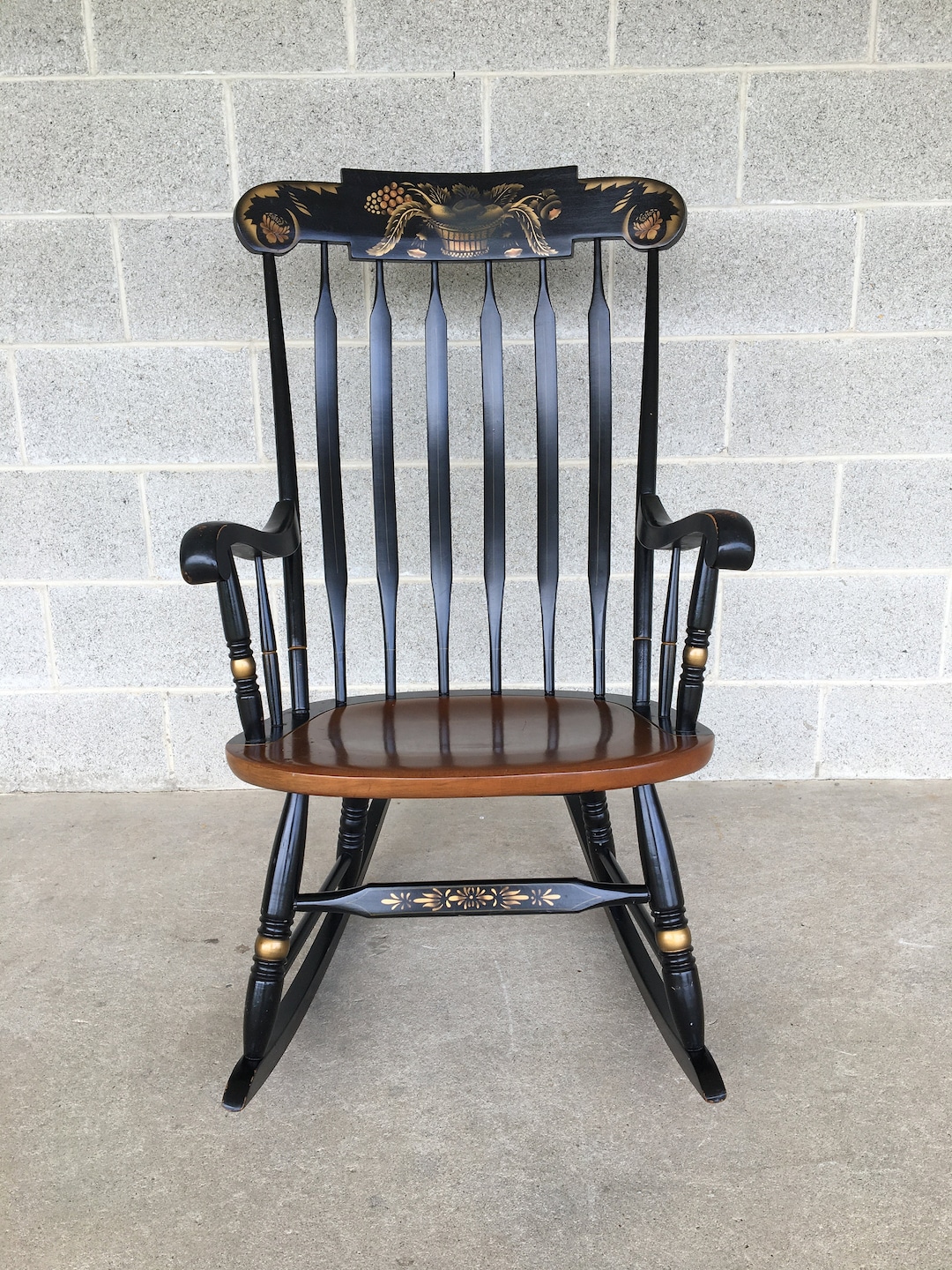 L. Hitchcock Black Harvest Arrow Back Rocking Chair Shipping - Etsy