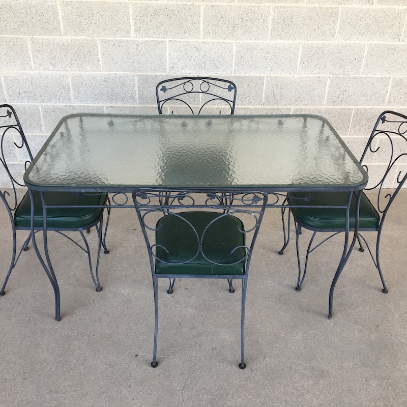 Vintage Wrought Iron Table Set - Etsy