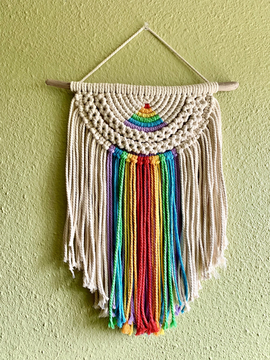 Macrame Rainbow Wall Hanging Pride Colorful Boho Hippie Home - Etsy