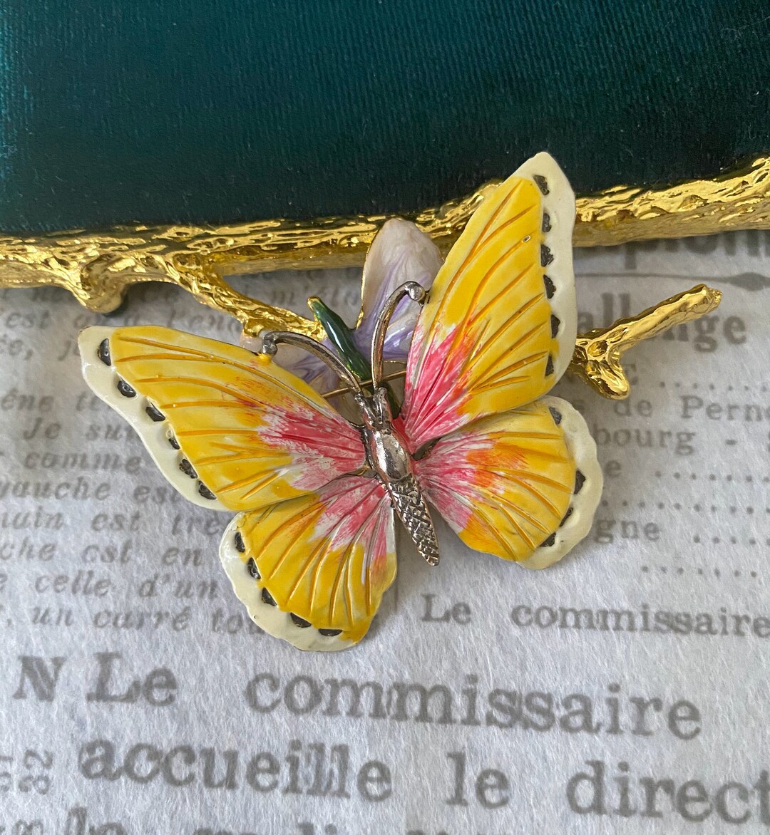 N0487 Vintage Signed Brooch /signed Hollycraft Brooch /butterfly Brooch ...