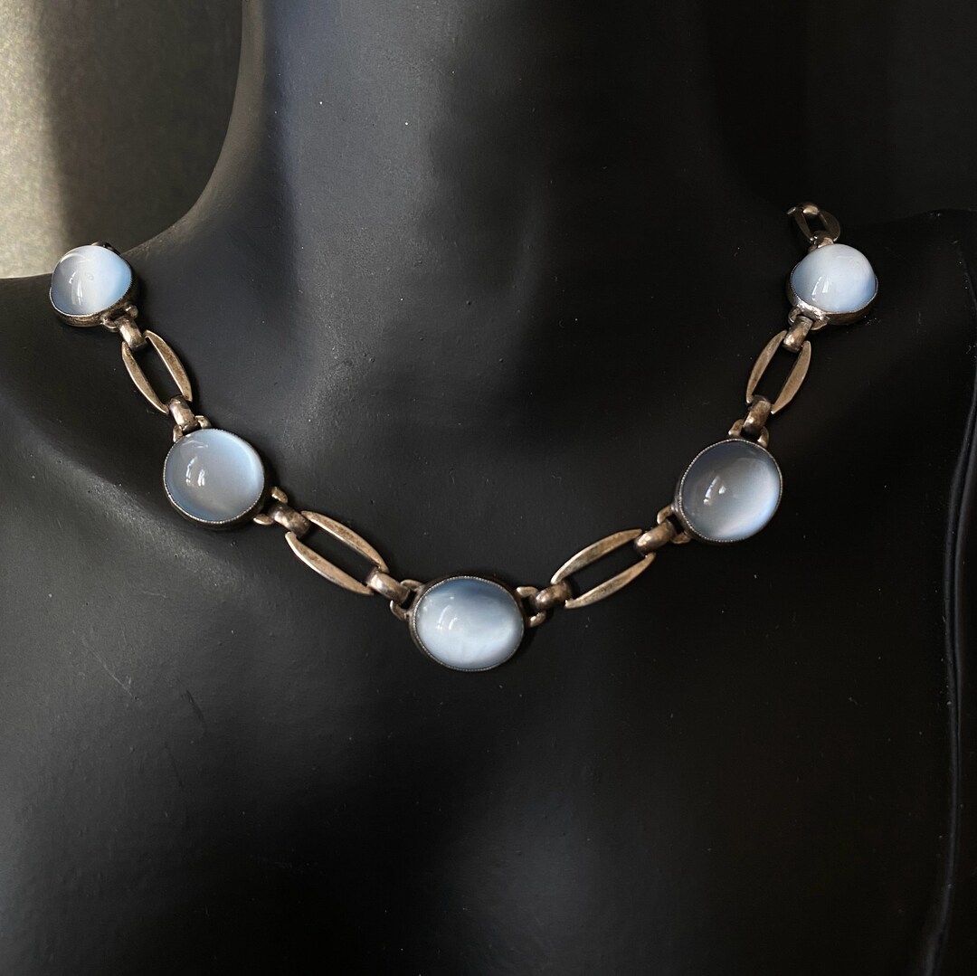 N0343 Vintage / W.E. Richards 1950s Sterling Silver/ Blue Faux ...