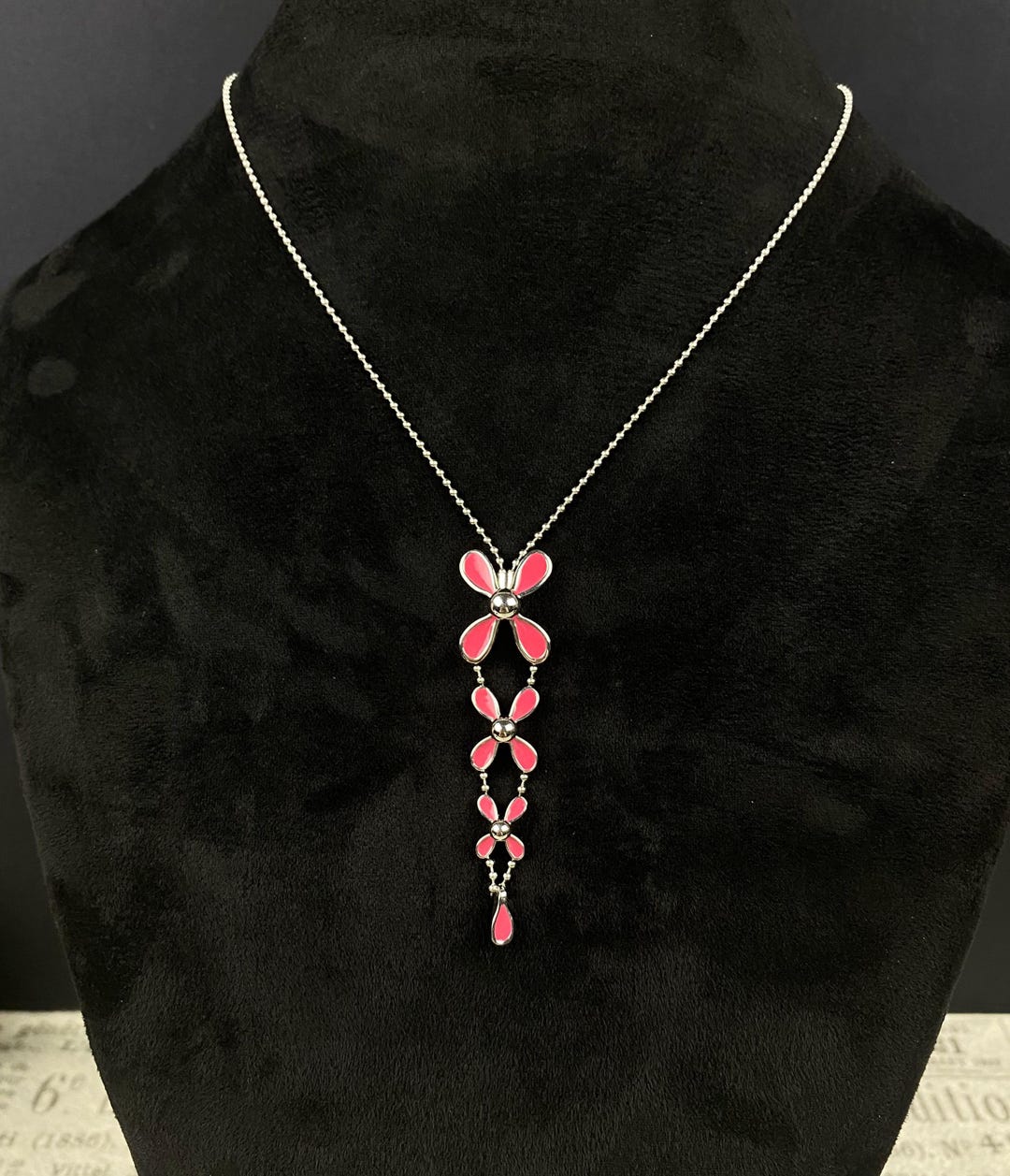 N0913 Vintage SWATCH Pendant Necklace/swatch Pink Flower Pendant /gift ...