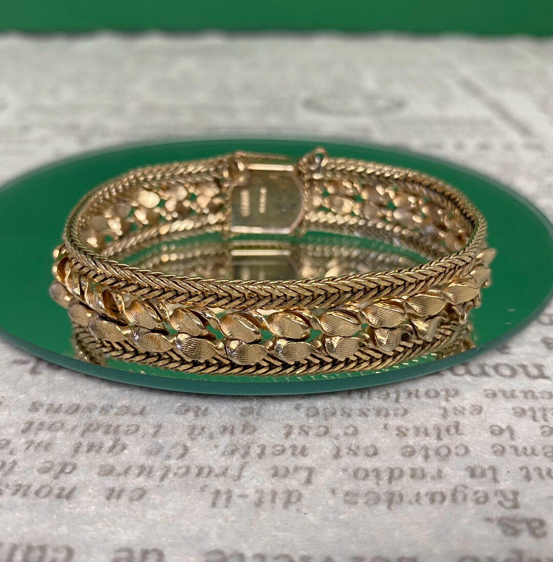 N1562 Vintage WINARD 1/20 12K Gold Filled Wide Chain Bracelet / Hinged ...