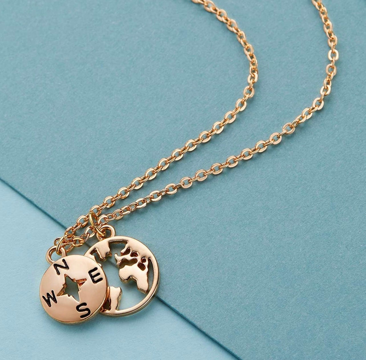 Dainty 18K Gold Plated Compass World Map Pendant Necklace With Meaning ...