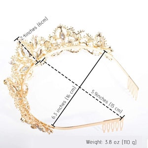 Light Gold Crystal, Vintage Gold Crown Headband Wedding Bride Princess ...