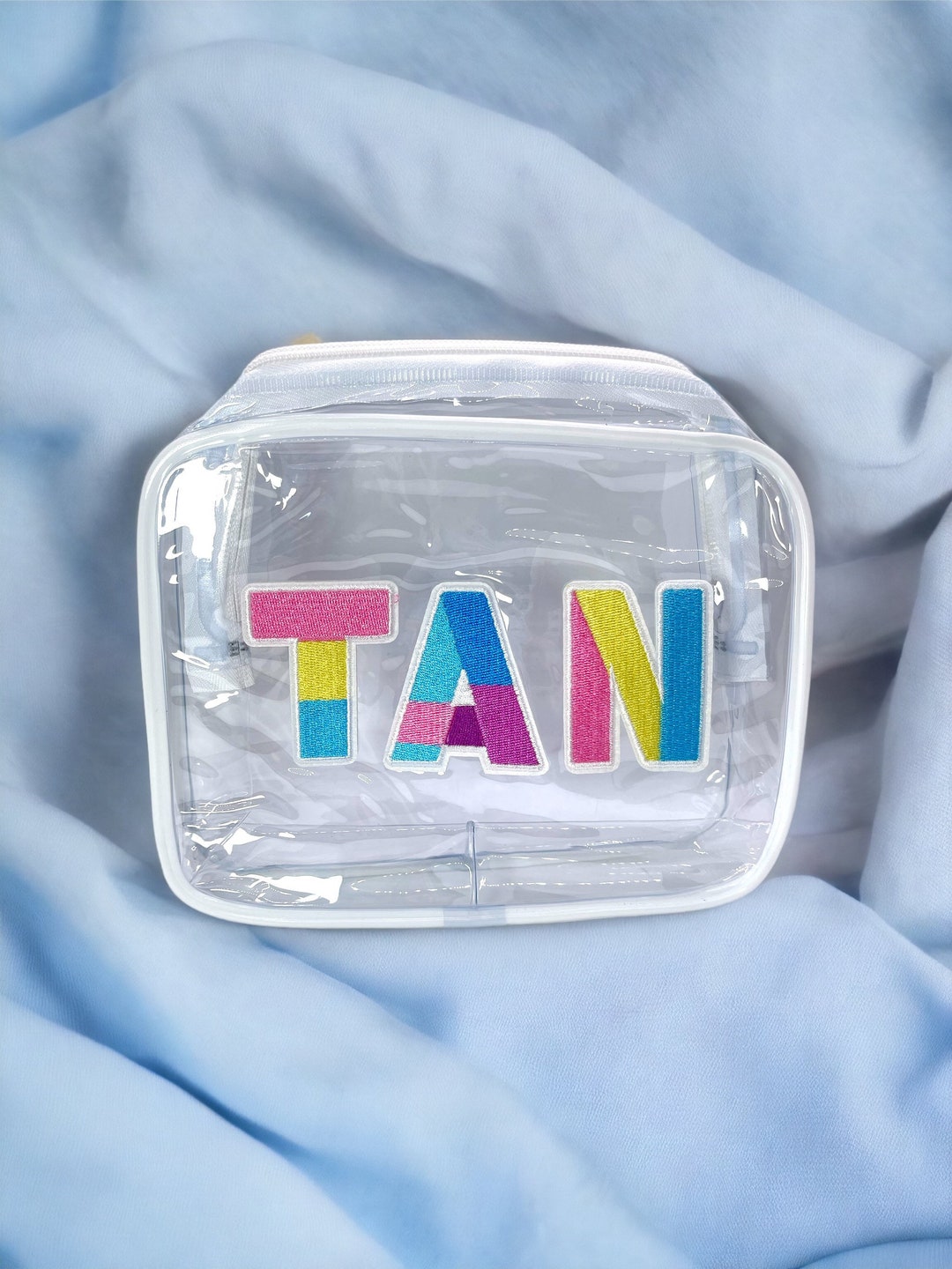 Wool Pepper Co. TAN Color Block Letters Clear Toiletries Travel Bag for ...