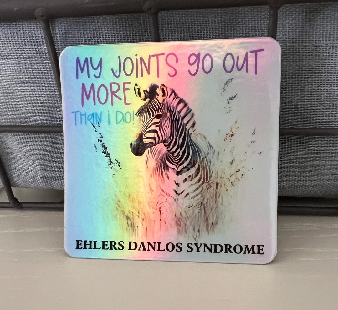 Ehlers Danlos Syndrome Holographic Watercolor Zebra Square Vinyl ...