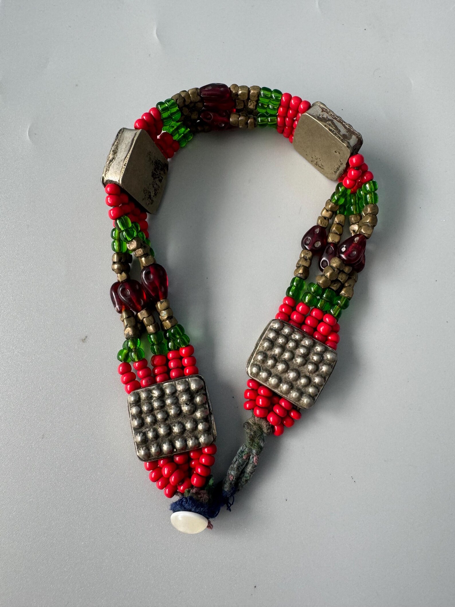 Vintage Nuristan Neck Collier, Authentic Handmade Brass & Czech Beads ...