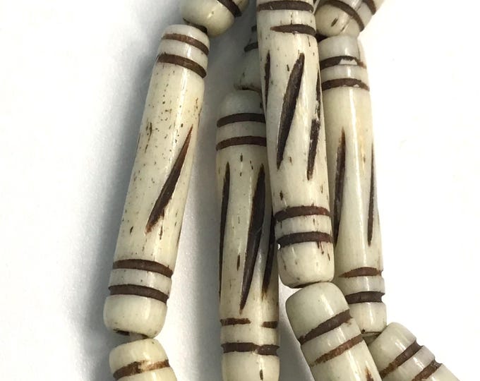 Buffalo Bone Beads Strand, African Bone Beads 21mm X4.8mm off White ...