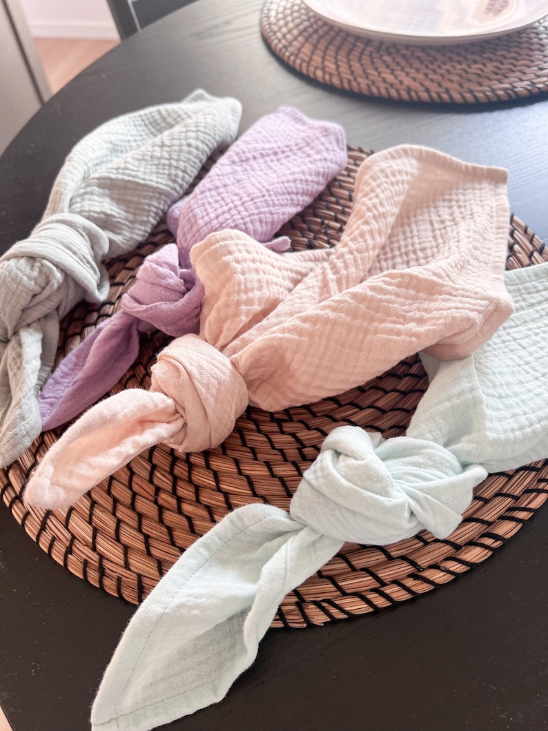 Muslin Cloth Napkins With Gold Elements, Double Gauze Cotton Table ...