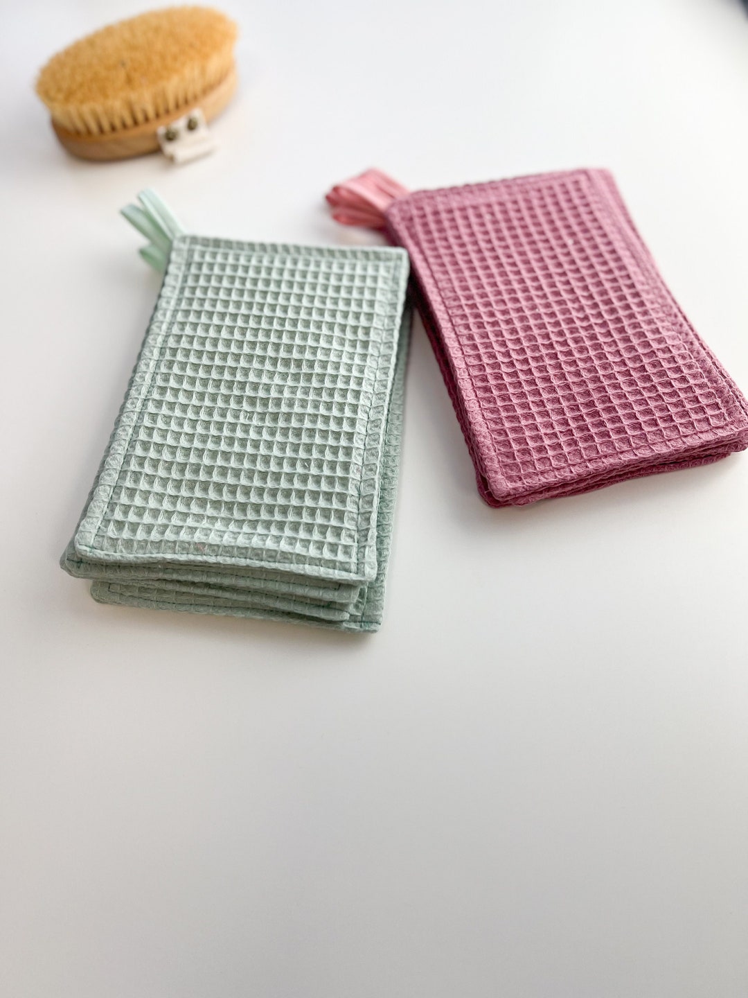 Body Scrub Cloth, Reusable Absorbent Linen Waffle Washcloth,kitchen ...