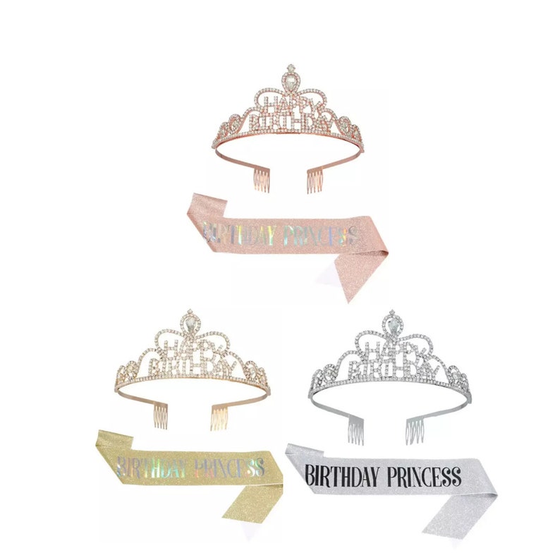 Happy Birthday Tiara Sash Set Happy Birthday Princess Sash - Etsy