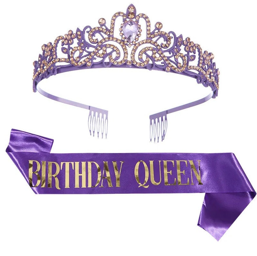 Birthday Queen Tiara Sash Set Happy Birthday Tiara Sash Set Purple