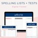 Homeschool Spelling Lists + Tests Digital Tracker | Spelling List Log ...
