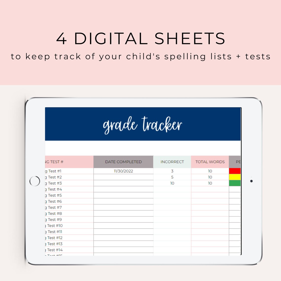Homeschool Spelling Lists + Tests Digital Tracker | Spelling List Log ...