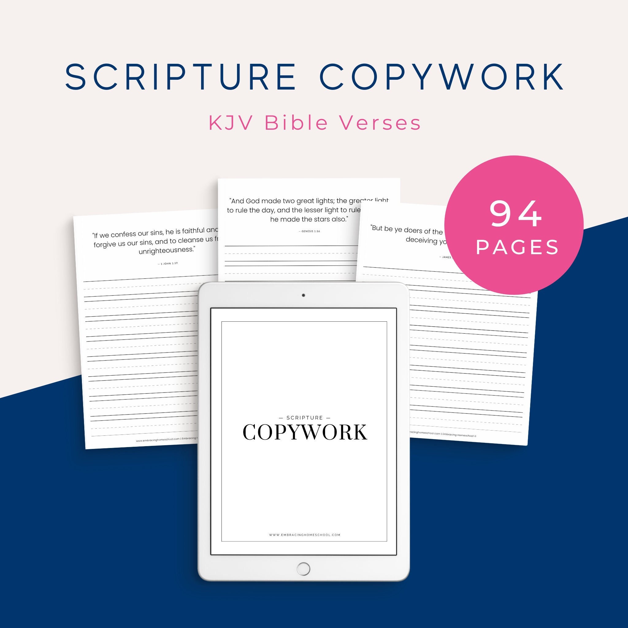 Scripture Copywork- 94 Bible Verse Printable Homeschool Pages - Etsy