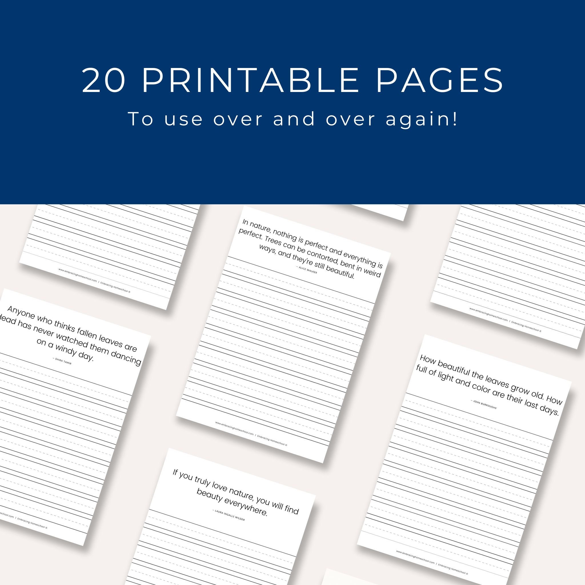 Nature-inspired Quotes Copywork- 20 Printable Homeschool Pages - Etsy