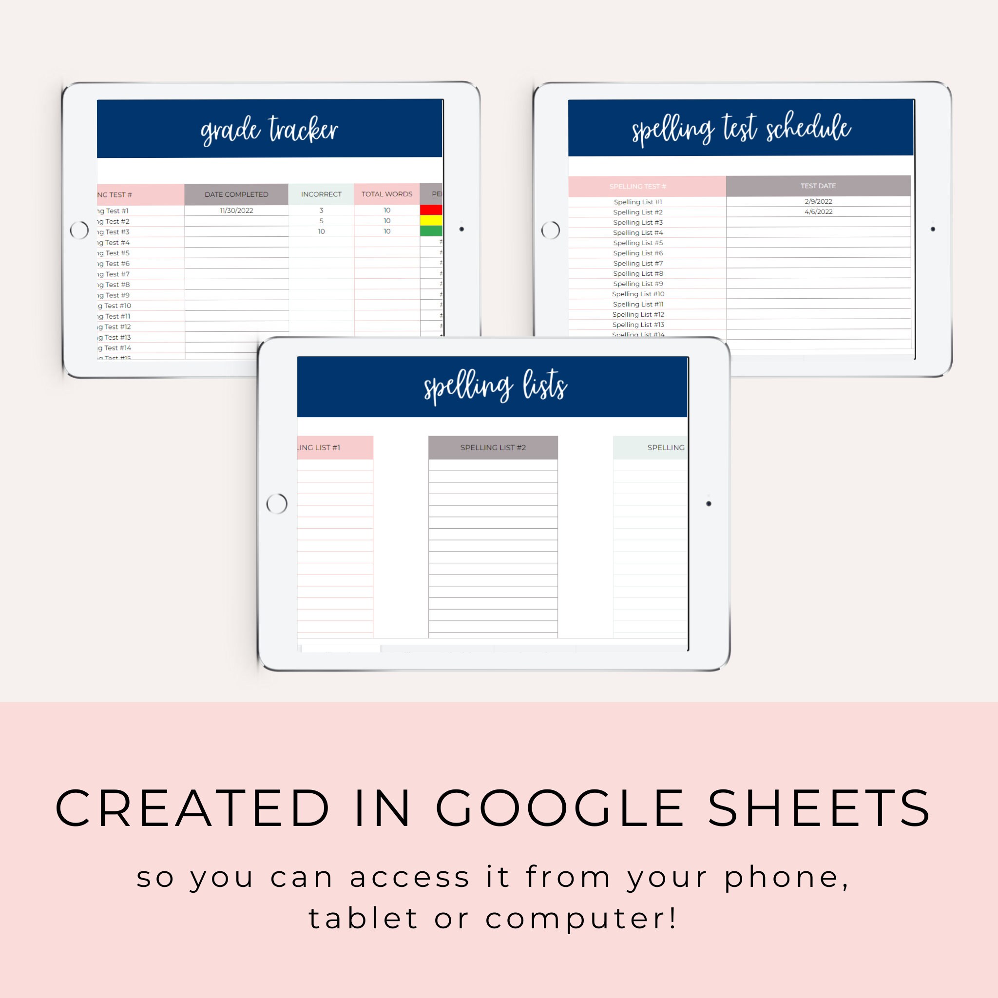 Homeschool Spelling Lists + Tests Digital Tracker | Spelling List Log ...