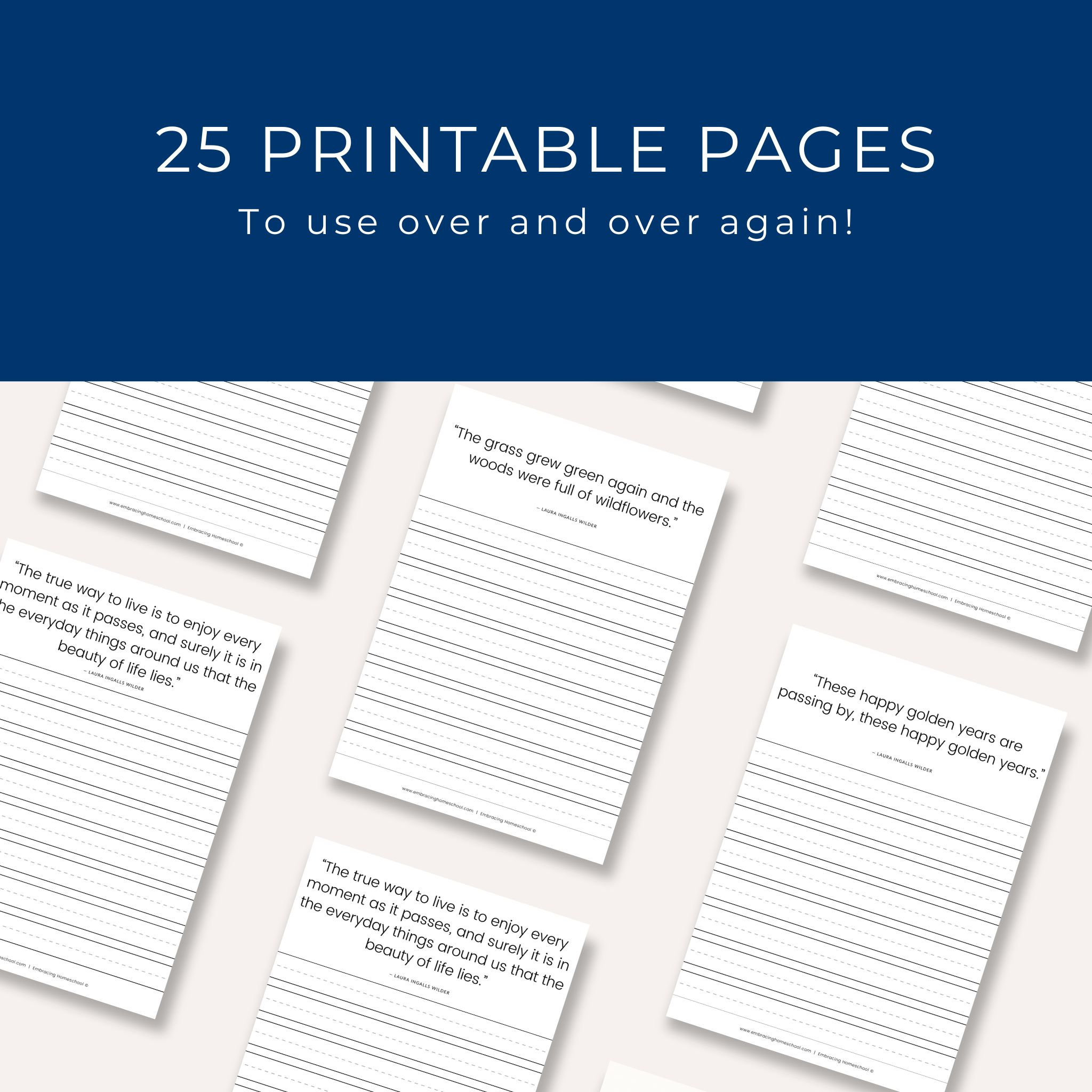 Laura Ingalls Wilder Quotes Copywork- 25 Printable Homeschool Pages - Etsy