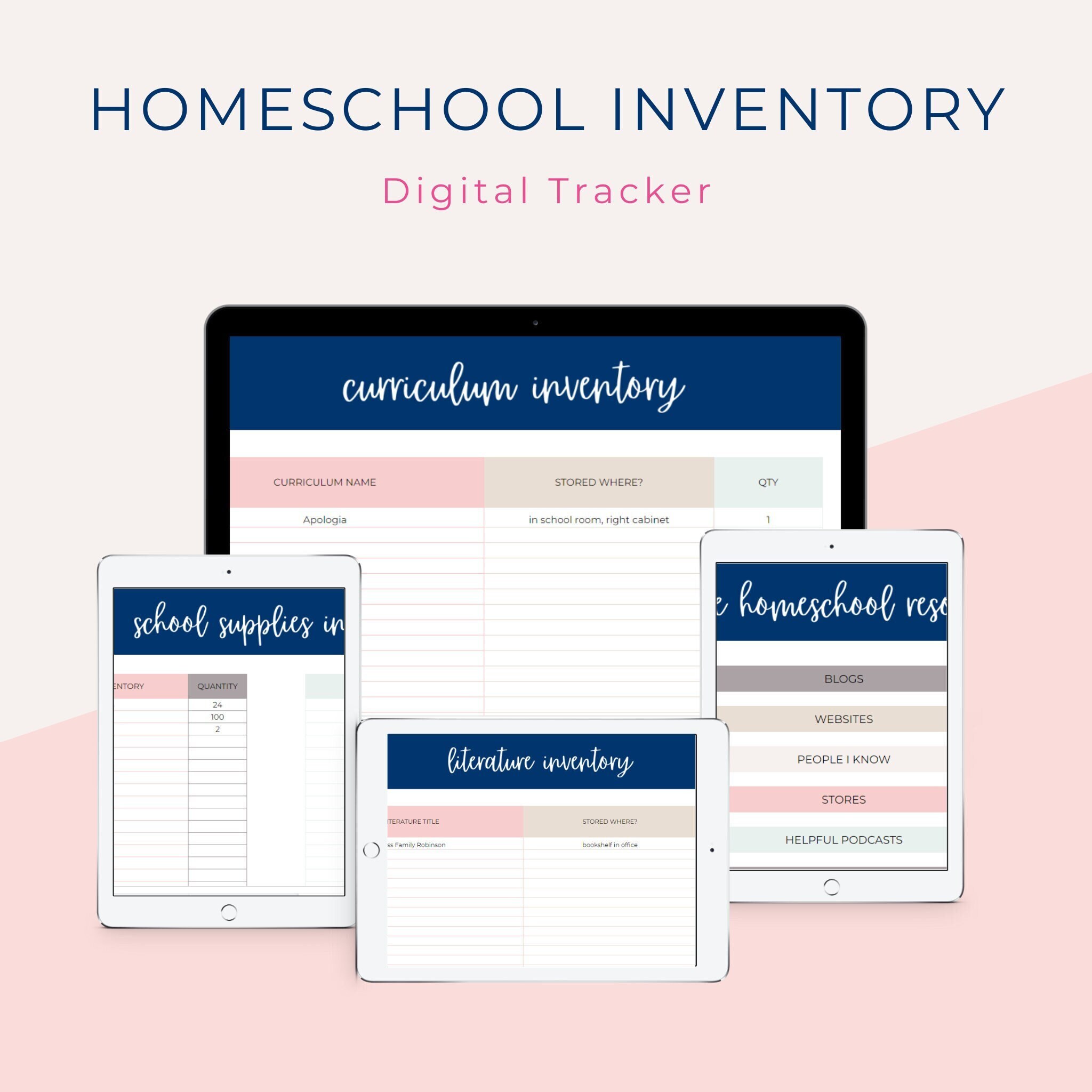 Homeschool Inventory Digital Tracker | 4 Homeschool Organization ...