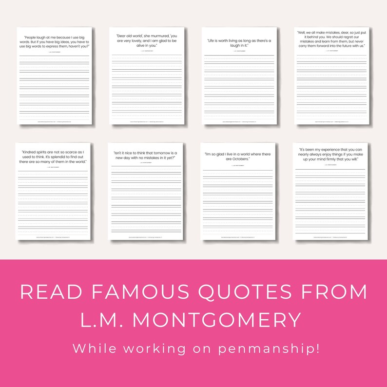 Anne of Green Gables Series | L.M. Montgomery— Homeschool Copywork- 25 ...