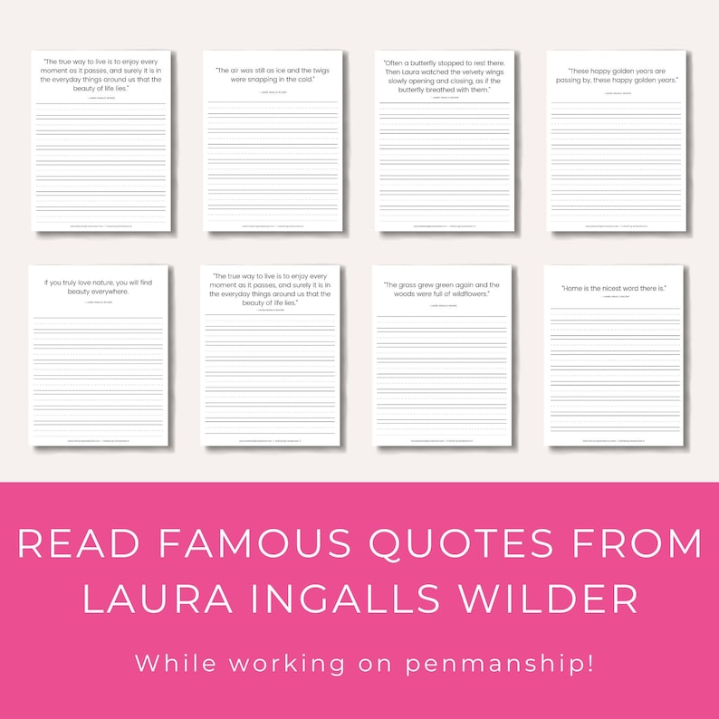 Laura Ingalls Wilder Quotes Copywork- 25 Printable Homeschool Pages - Etsy