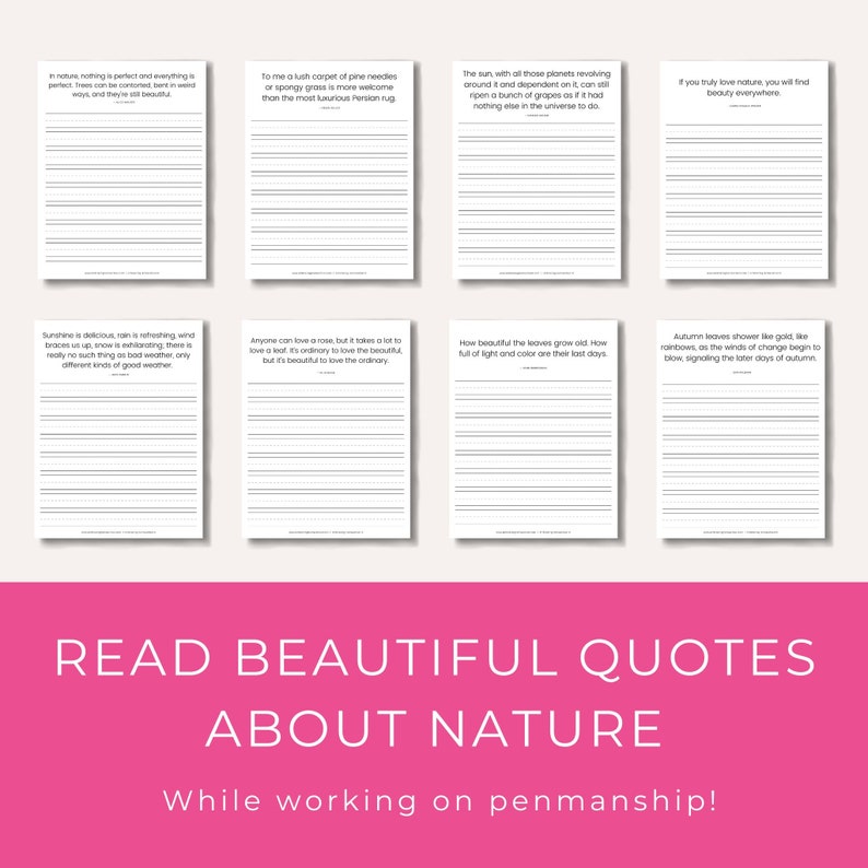 Nature-inspired Quotes Copywork- 20 Printable Homeschool Pages - Etsy