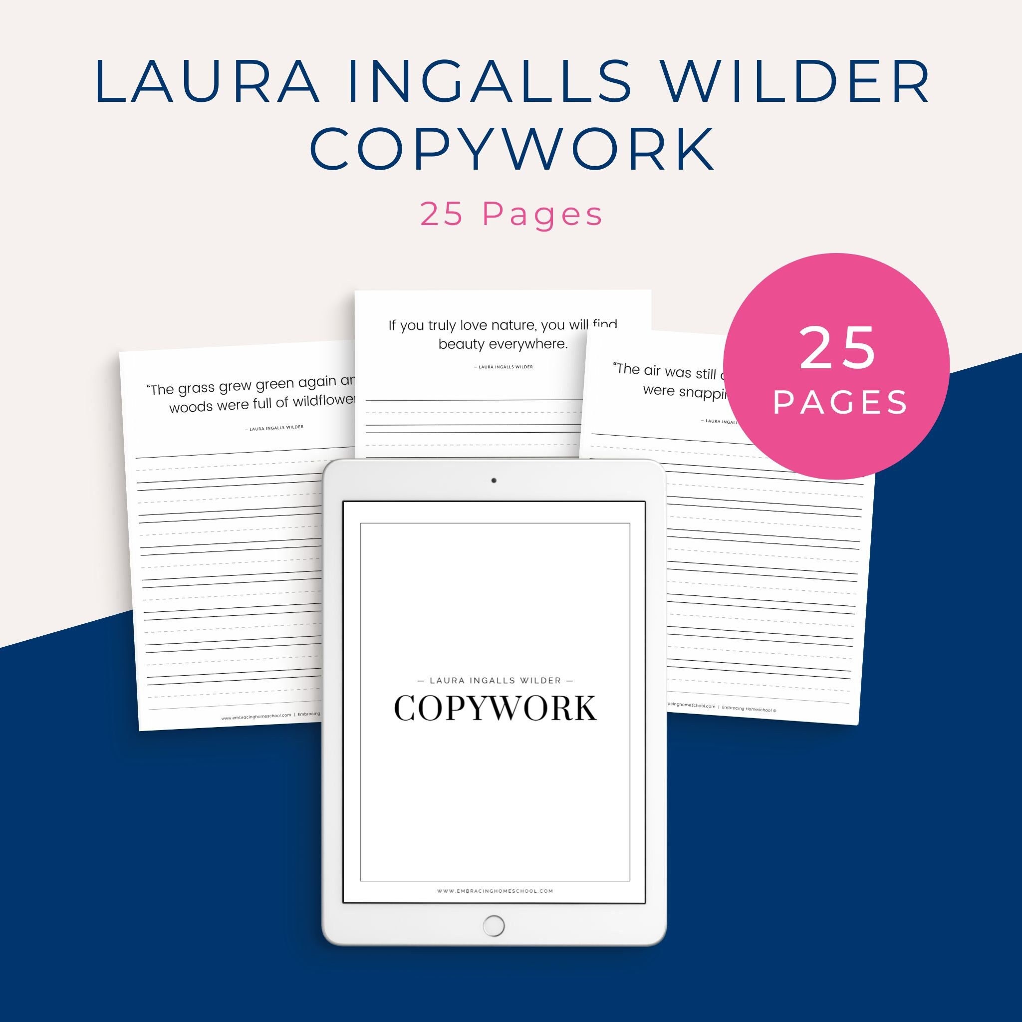 Laura Ingalls Wilder Quotes Copywork- 25 Printable Homeschool Pages - Etsy