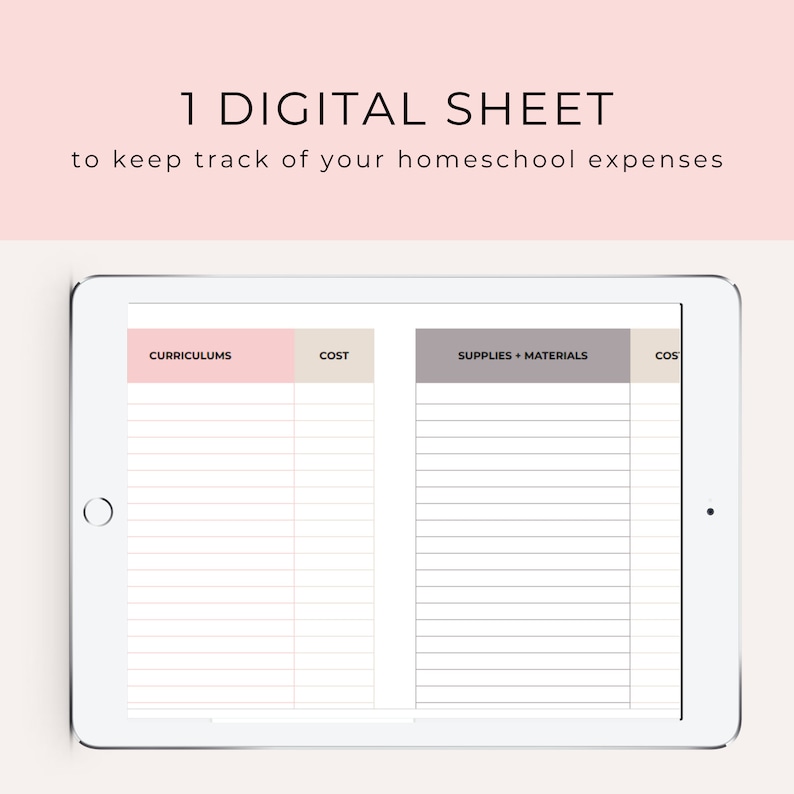 Homeschool Expenses Digital Tracker | Homeschool Finances Tracker - Etsy