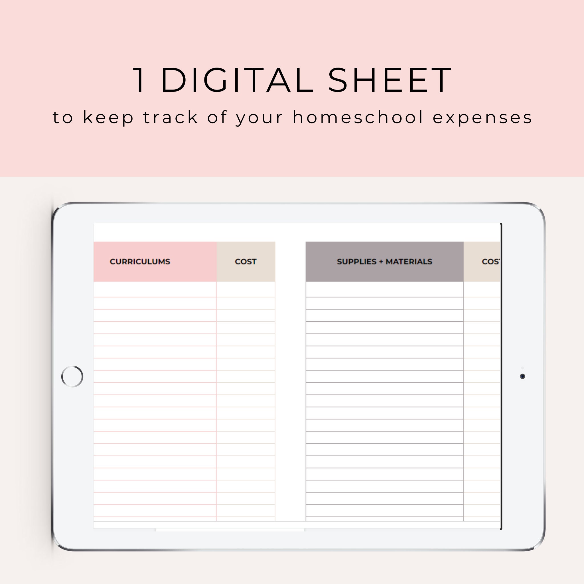 Homeschool Expenses Digital Tracker | Homeschool Finances Tracker - Etsy