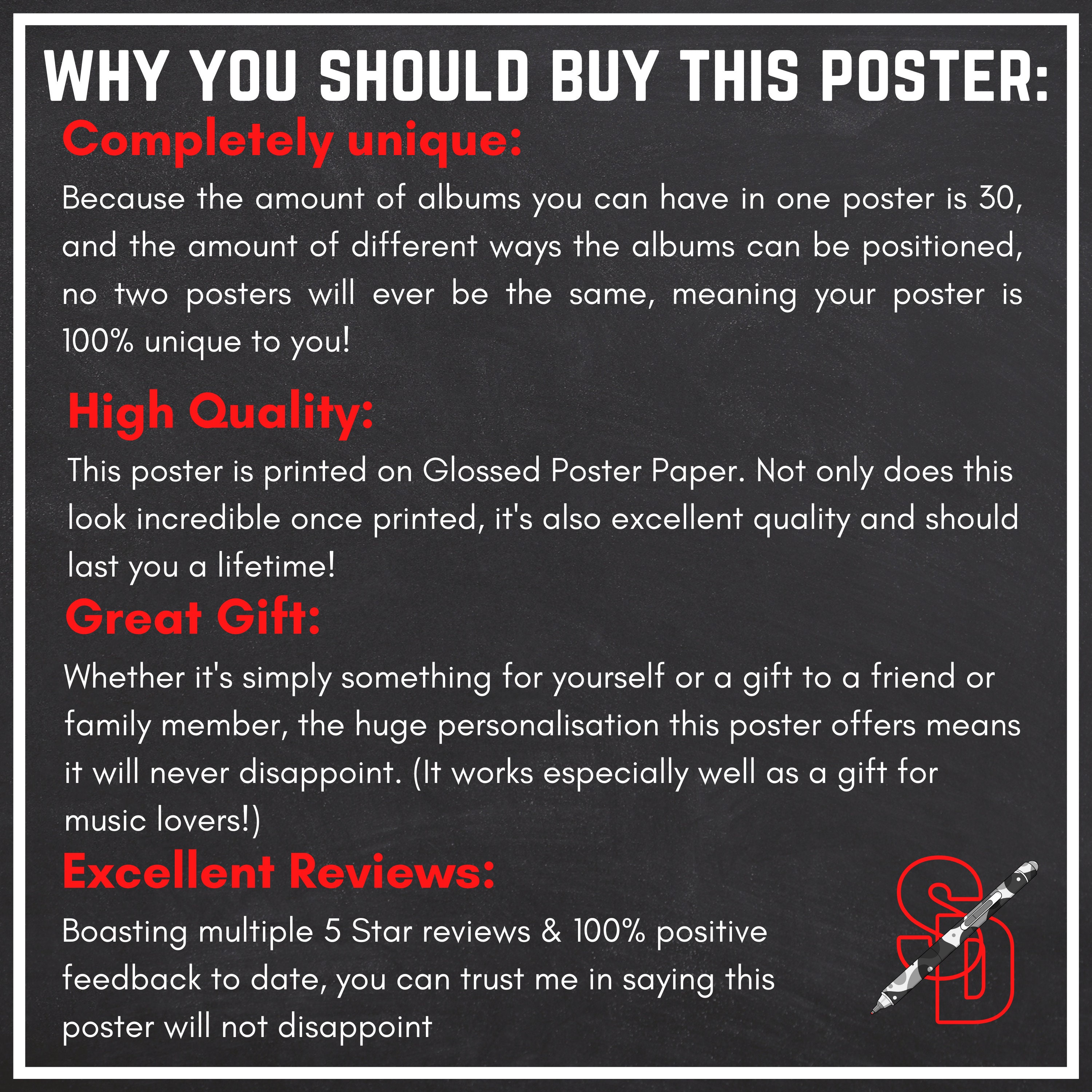 MULTIPLE Album Cover Poster, CUSTOM Music Poster Print, Personalised ...