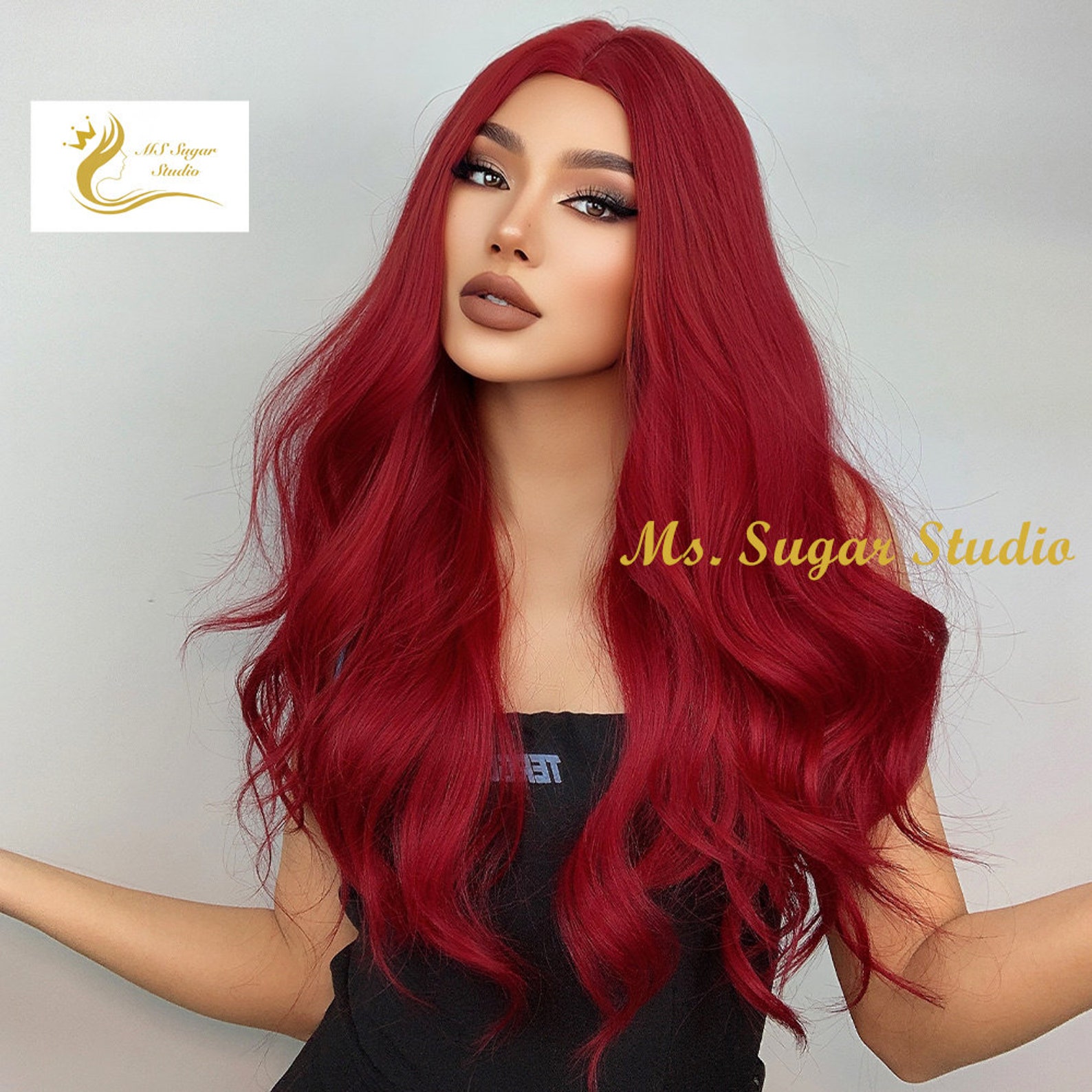 Long Red Straight Wig With Bangs/fashion Red Wig/medium Long - Etsy
